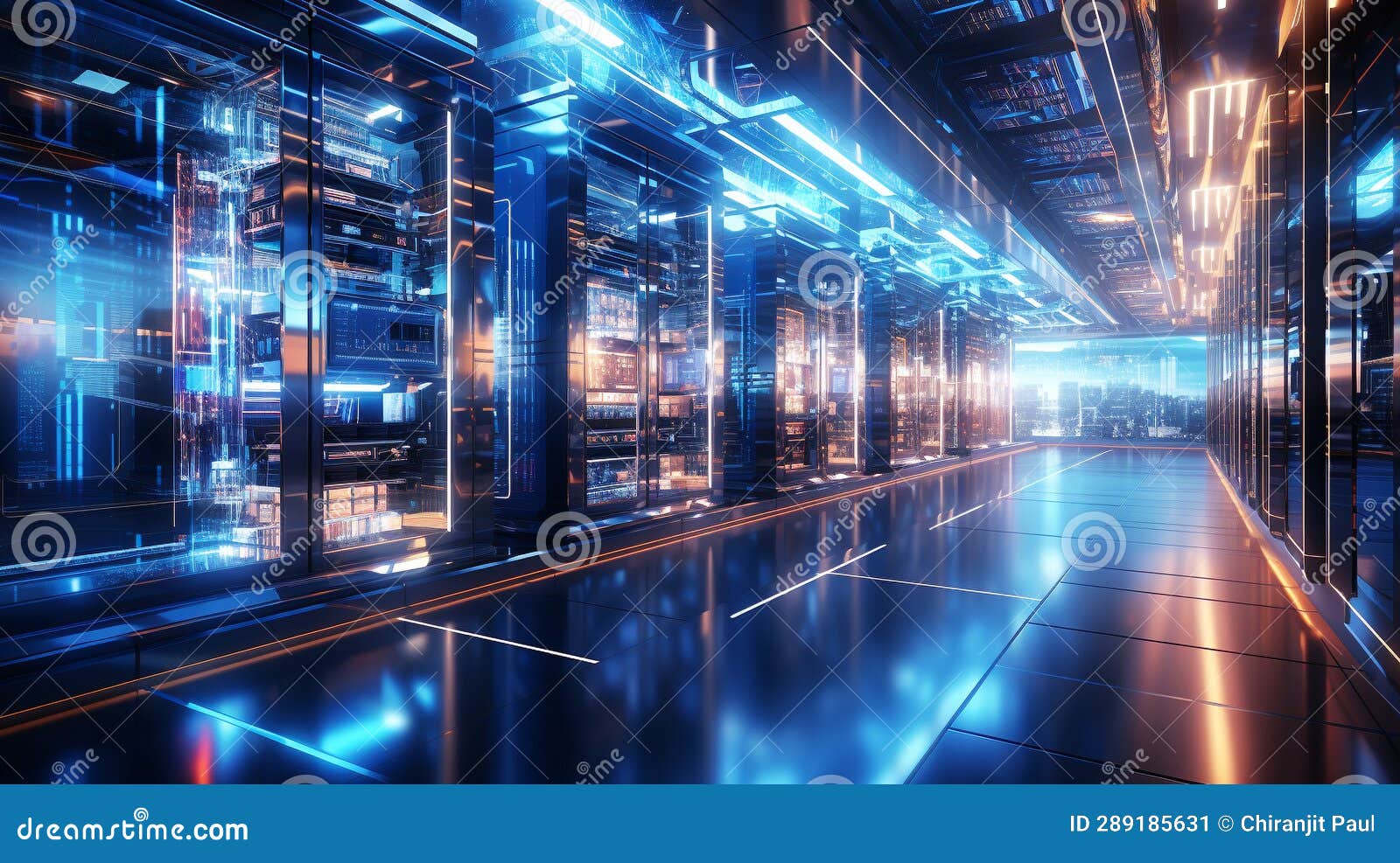 Global Communication Equipment in Futuristic Server Room Stock Image ...