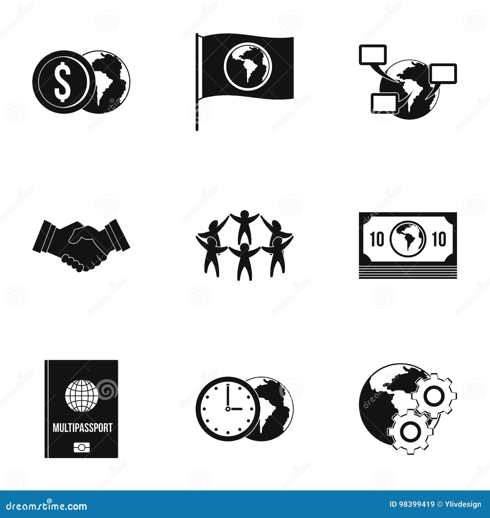 Global Communication Icon Set, Simple Style Stock Vector - Illustration ...