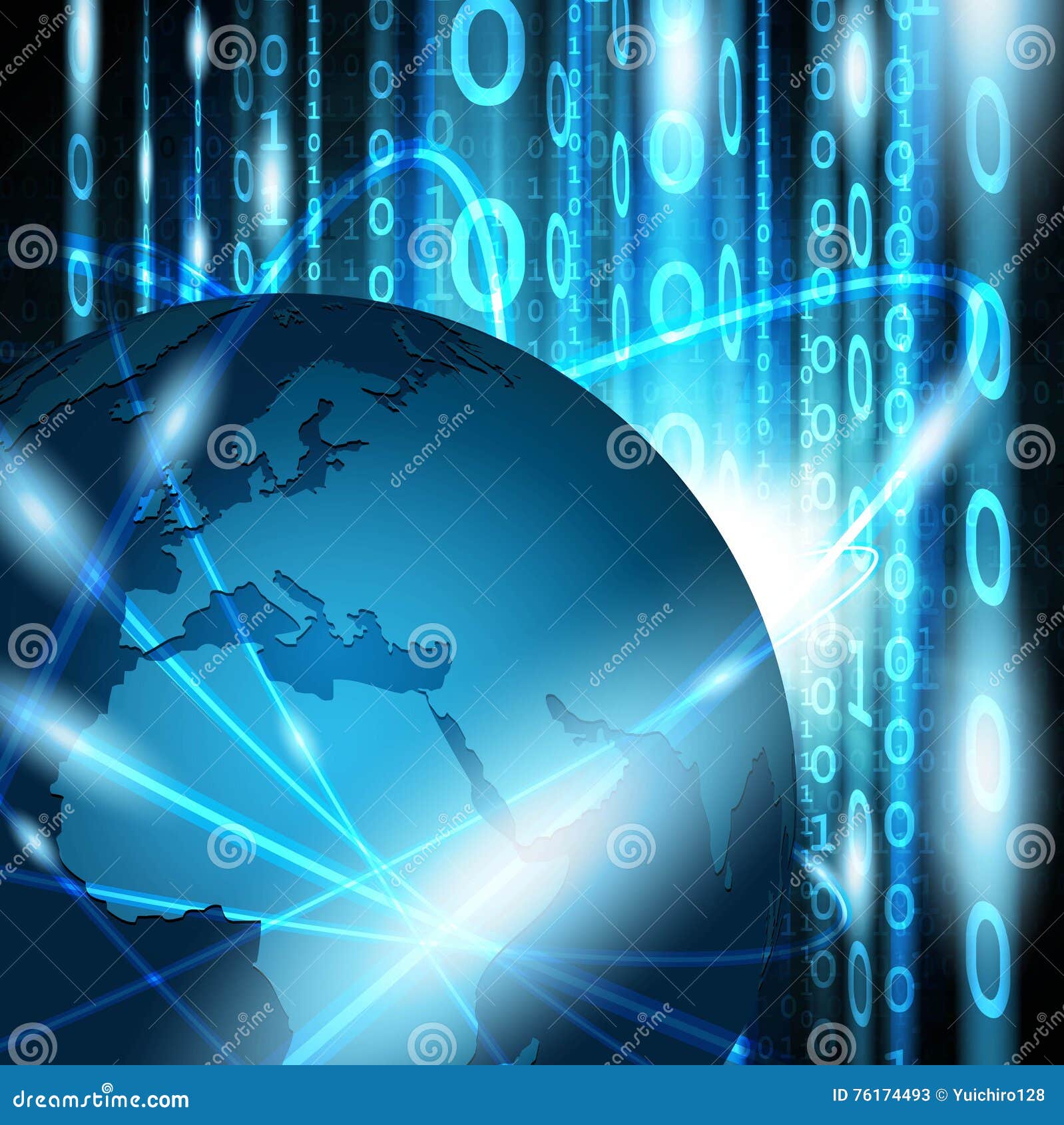Global Communication Network on Abstract Binary Background Stock Vector ...
