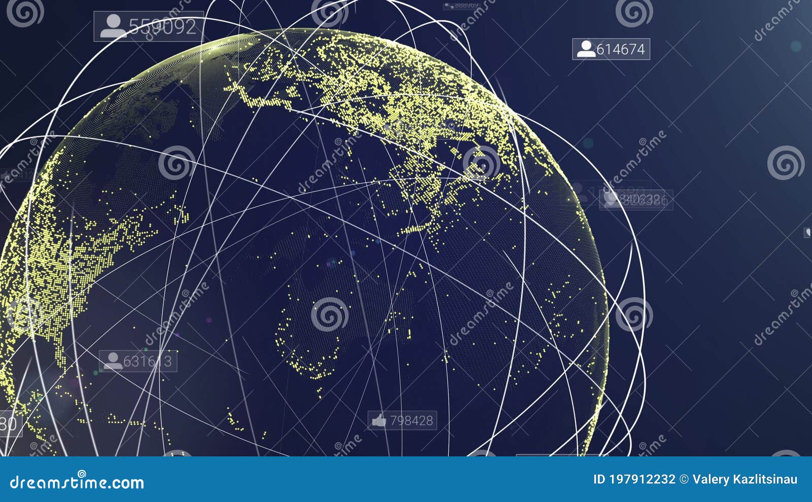 Global Communication Network. Animation of Digital Earth Map Stock ...