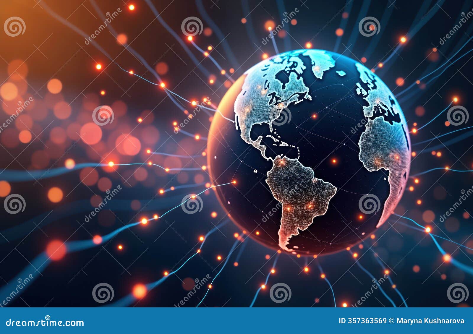 Global Communication Network. Earth Globe Shows Interconnectedness ...