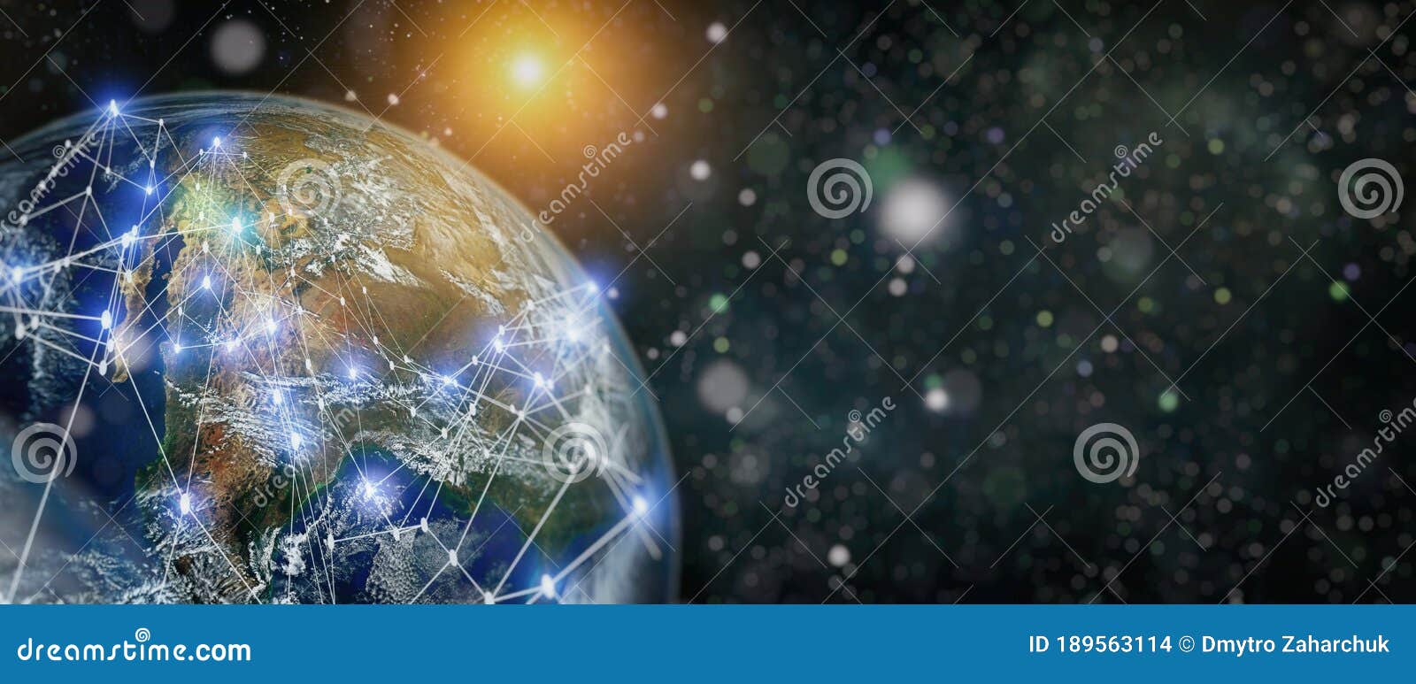 Global Communication , Global Network Space with Connected System Stock ...