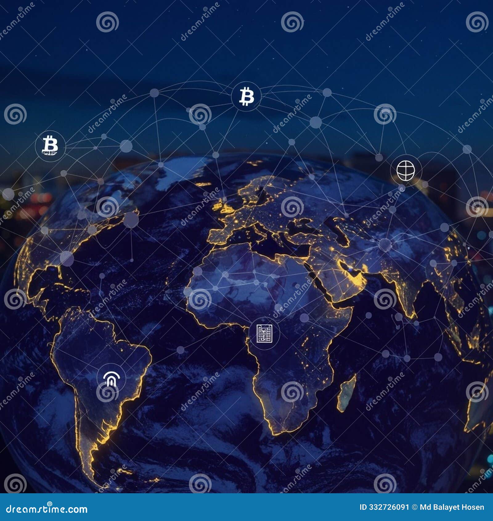 Global Communication Network (World Map Credits To NASA) Stock Image ...