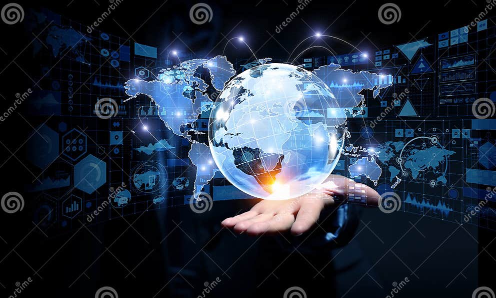 Global Communication and Networking. Mixed Media Stock Illustration ...