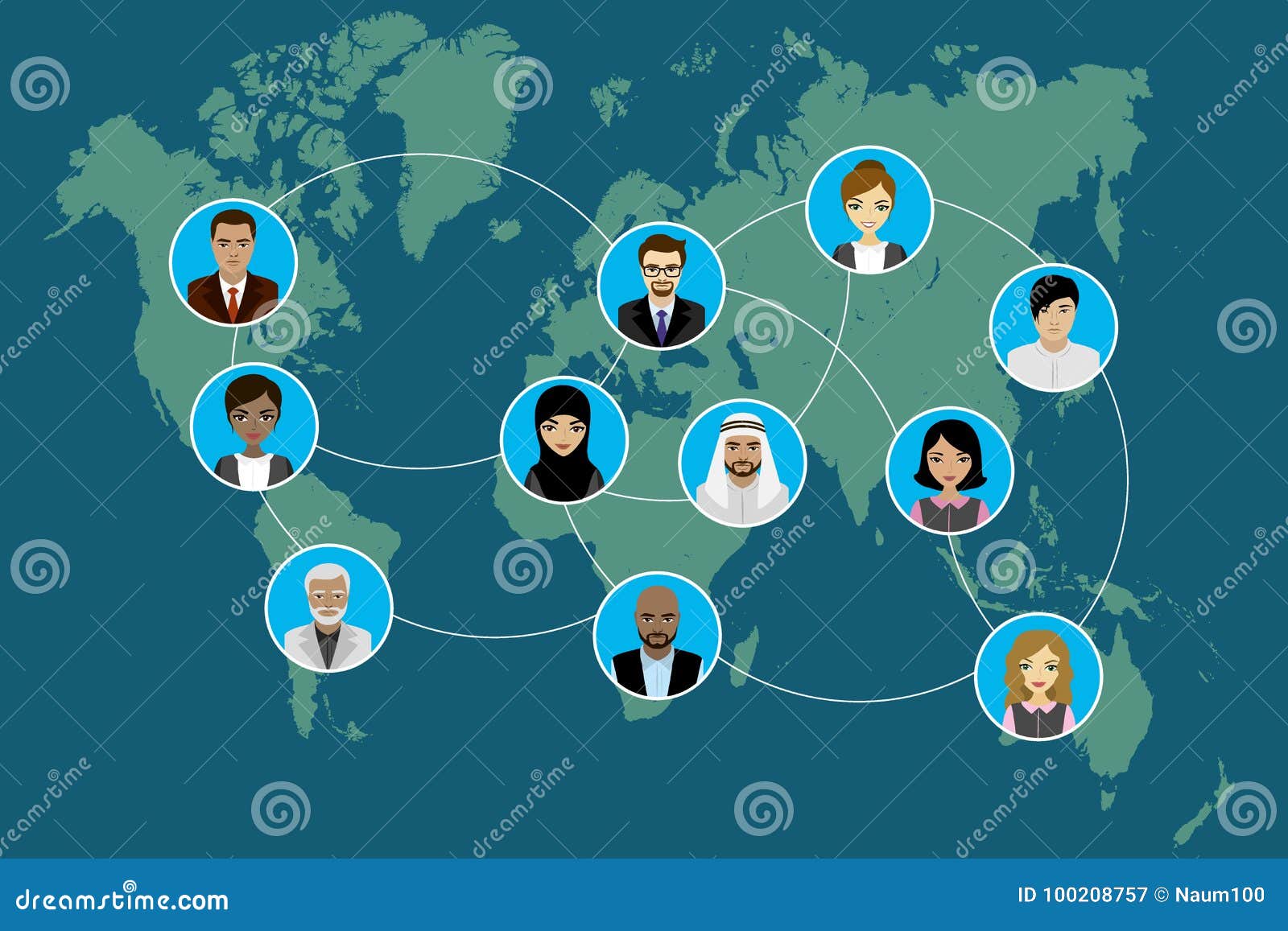 Global Communication between People Stock Vector - Illustration of arab ...