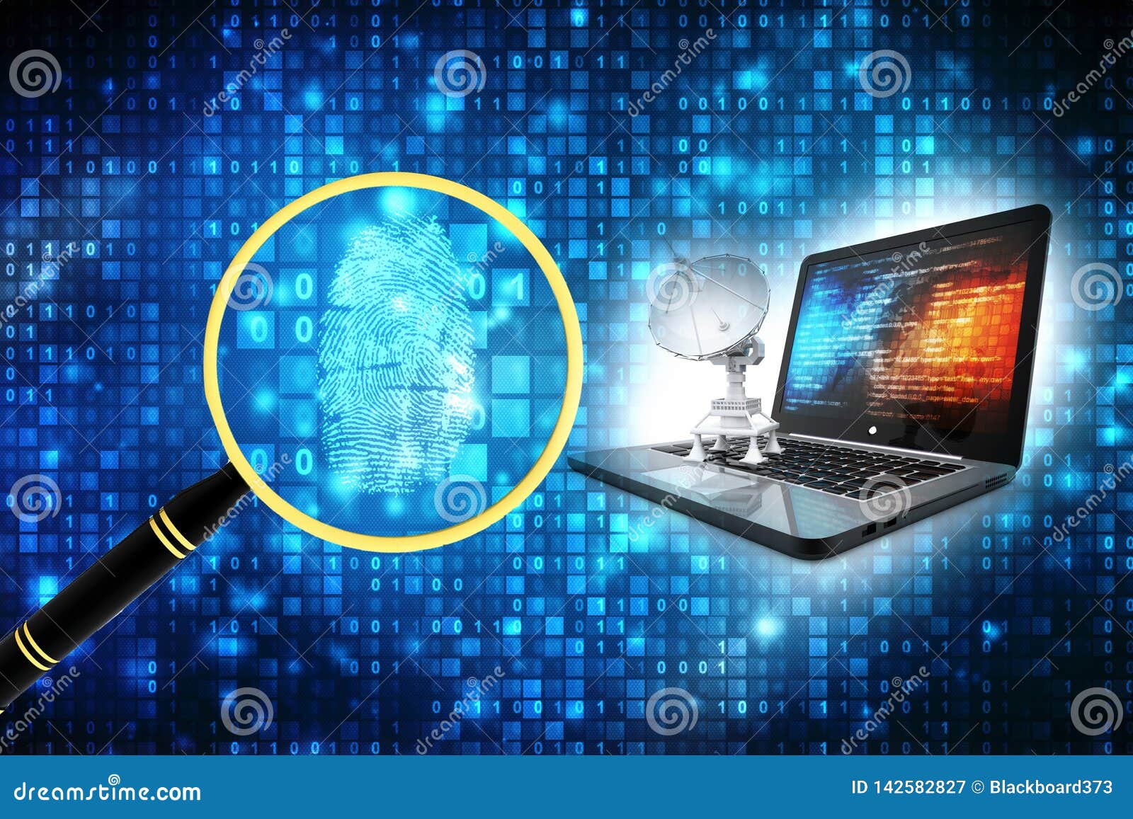 Computer with Satellite in Technology Background. Internet ...