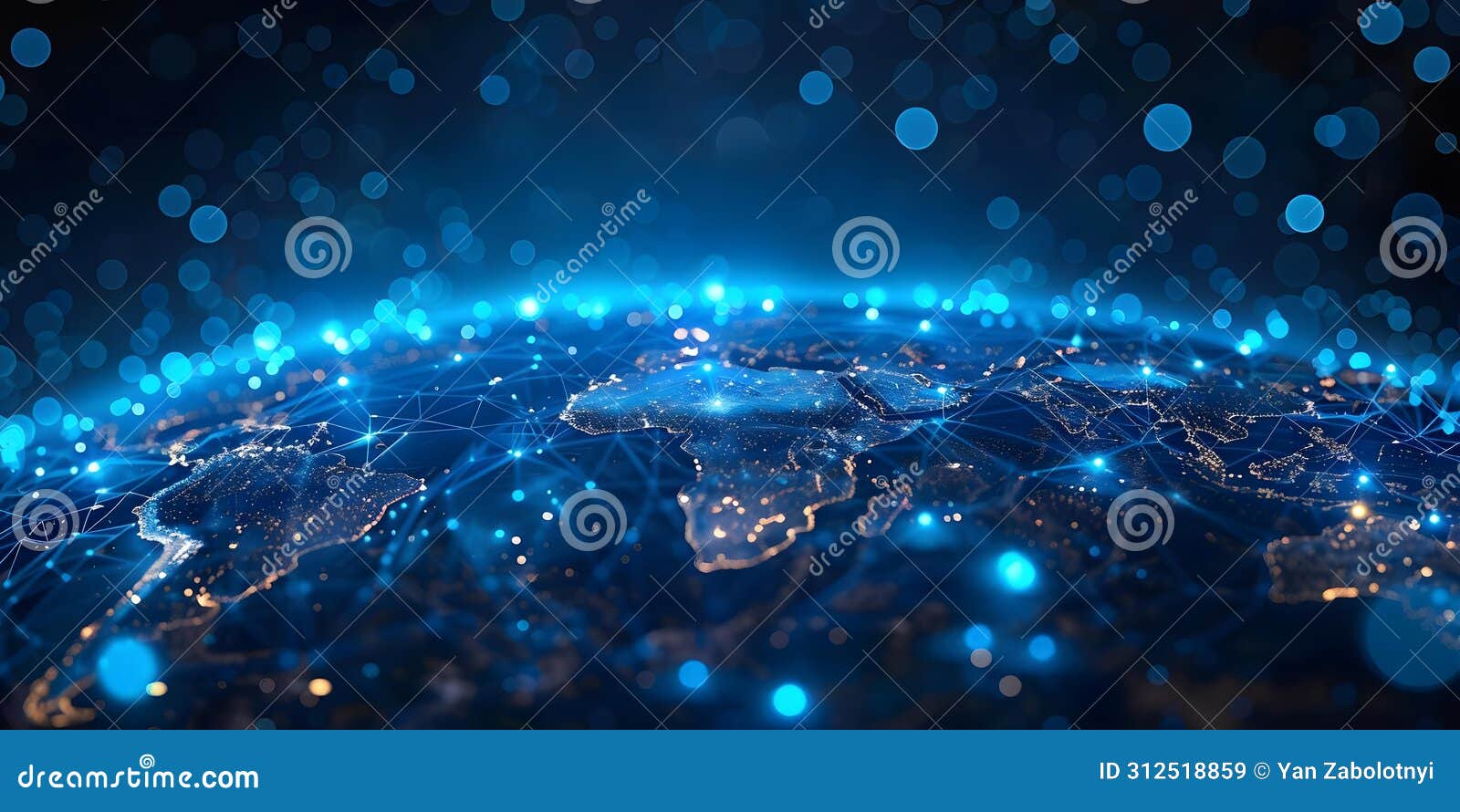 Global Communication Technology And Internet Influences Illuminated On ...