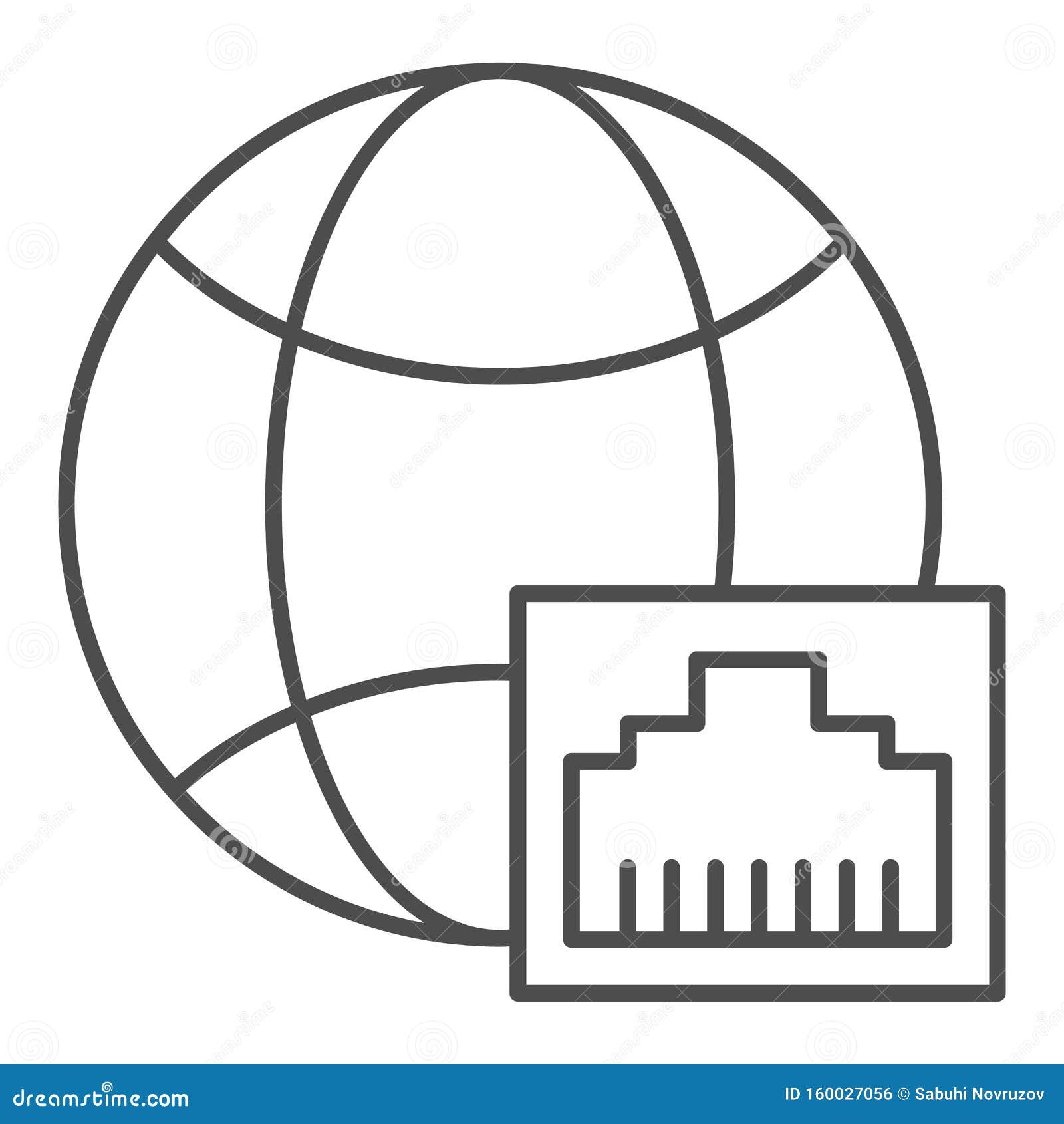 Global Communication Thin Line Icon. Globe and Network Vector ...