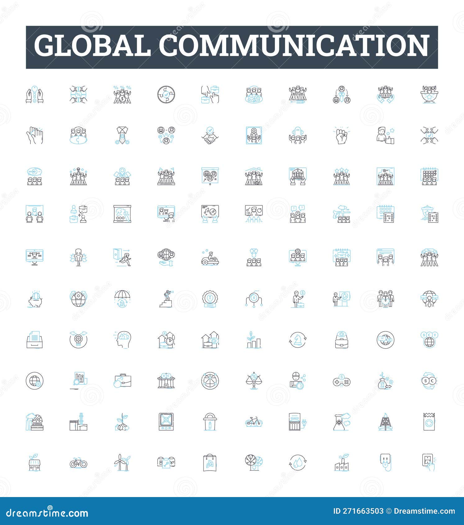 Global Communication Vector Line Icons Set. Interconnectivity ...