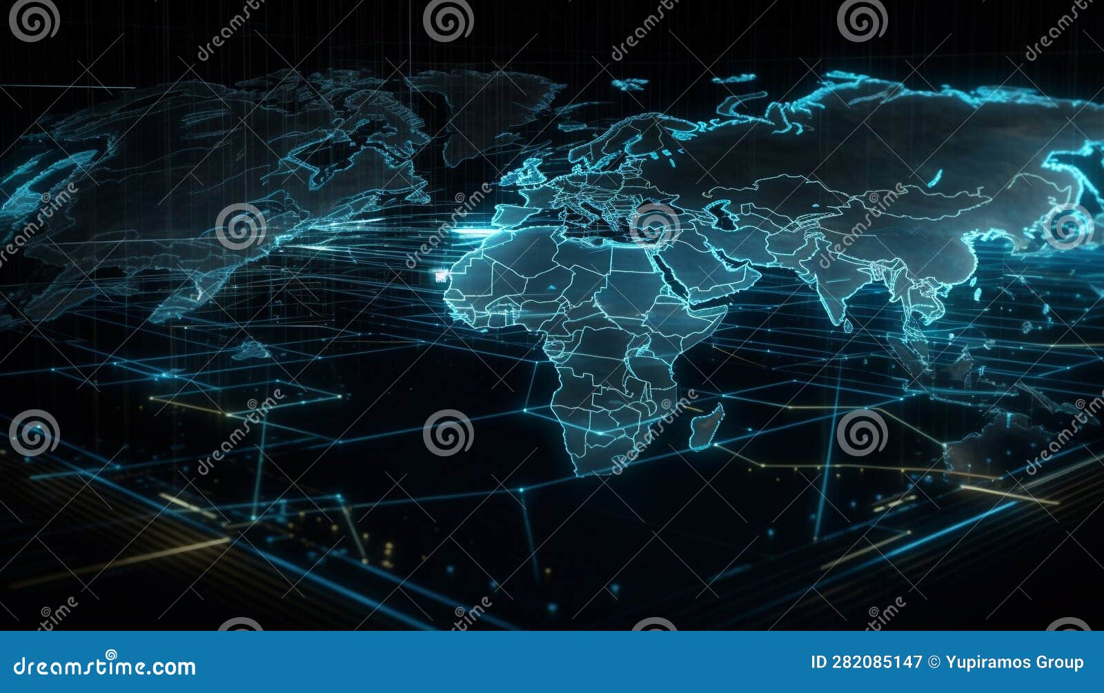 Global Communication Waves Connect Modern World in Digitally Generated ...