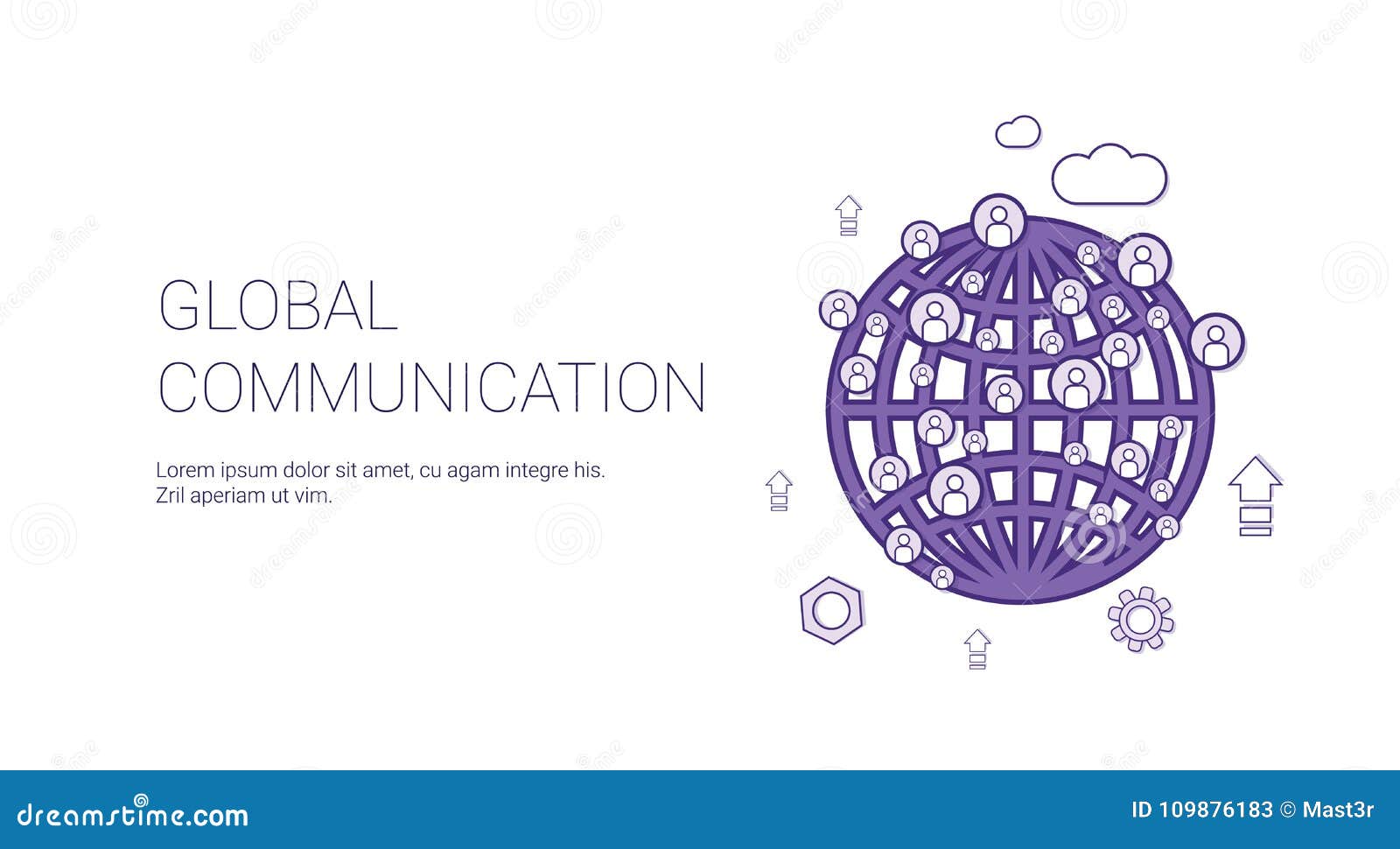 Global Communication Web Banner with Copy Space Social Media Network ...