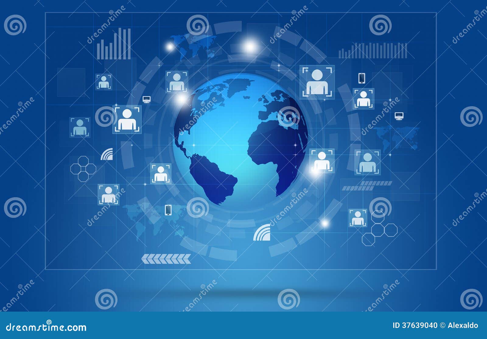 Global Communications Concept Blue Background Stock Illustration ...