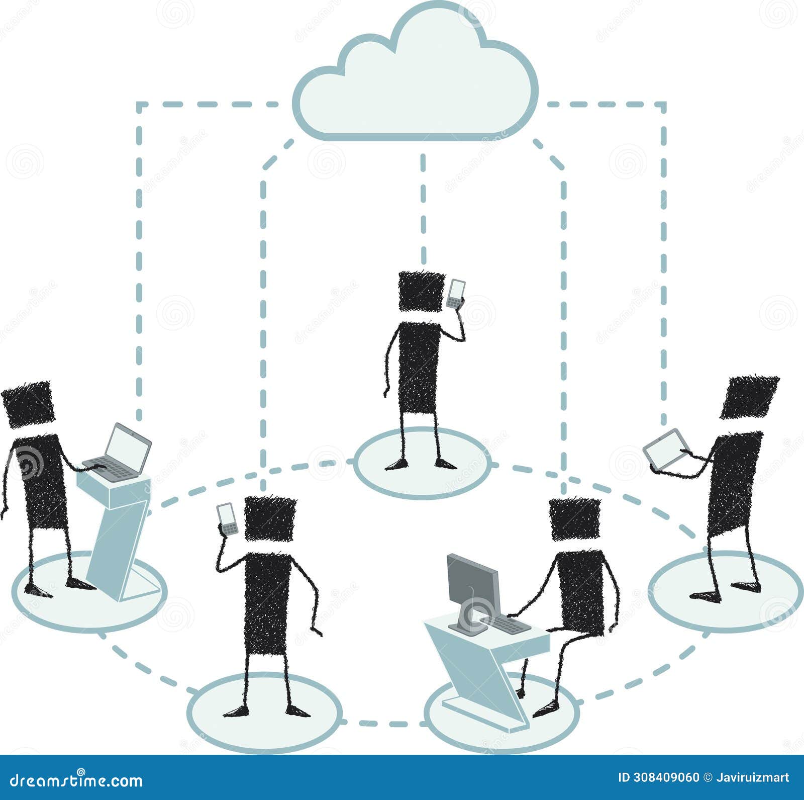 Global Communications, Stick Figures Stock Illustration - Illustration ...