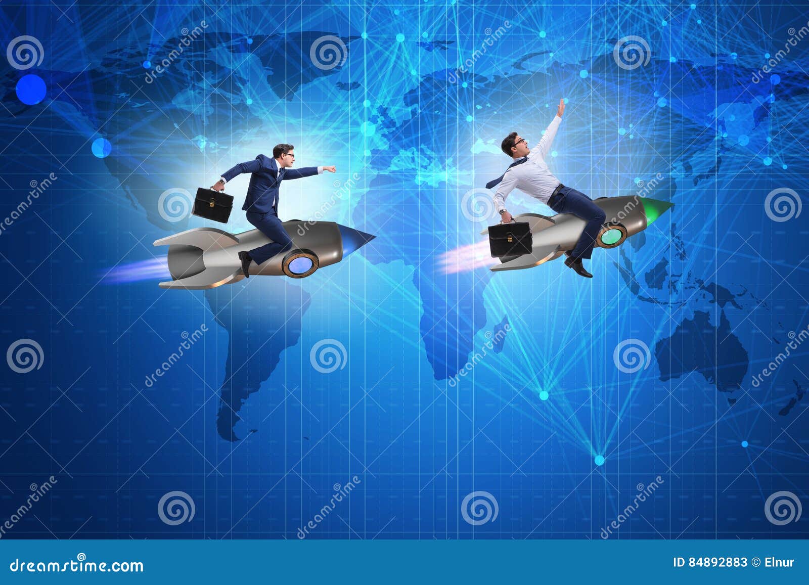 The Global Competition Concept with Chasing Businessmen Stock Image ...