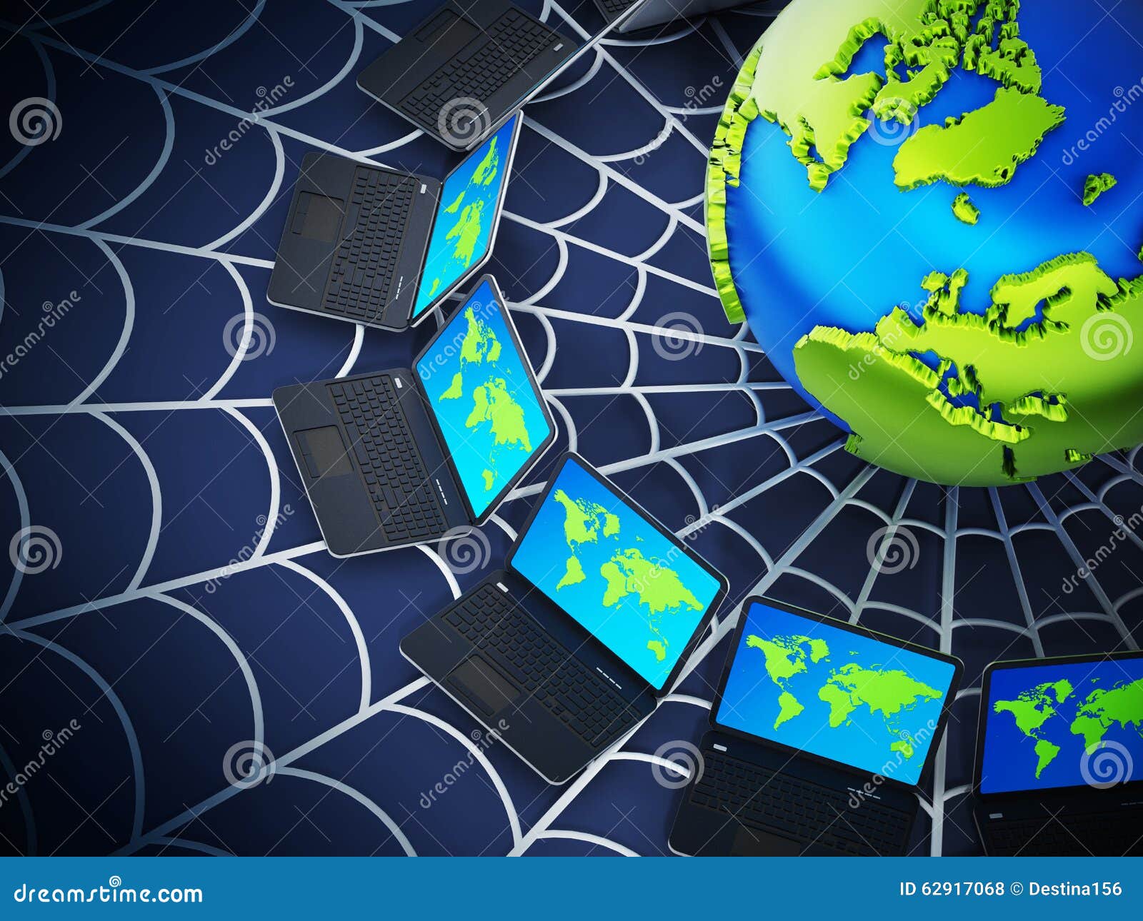 Global Computer Network with a Spider Web Stock Illustration ...