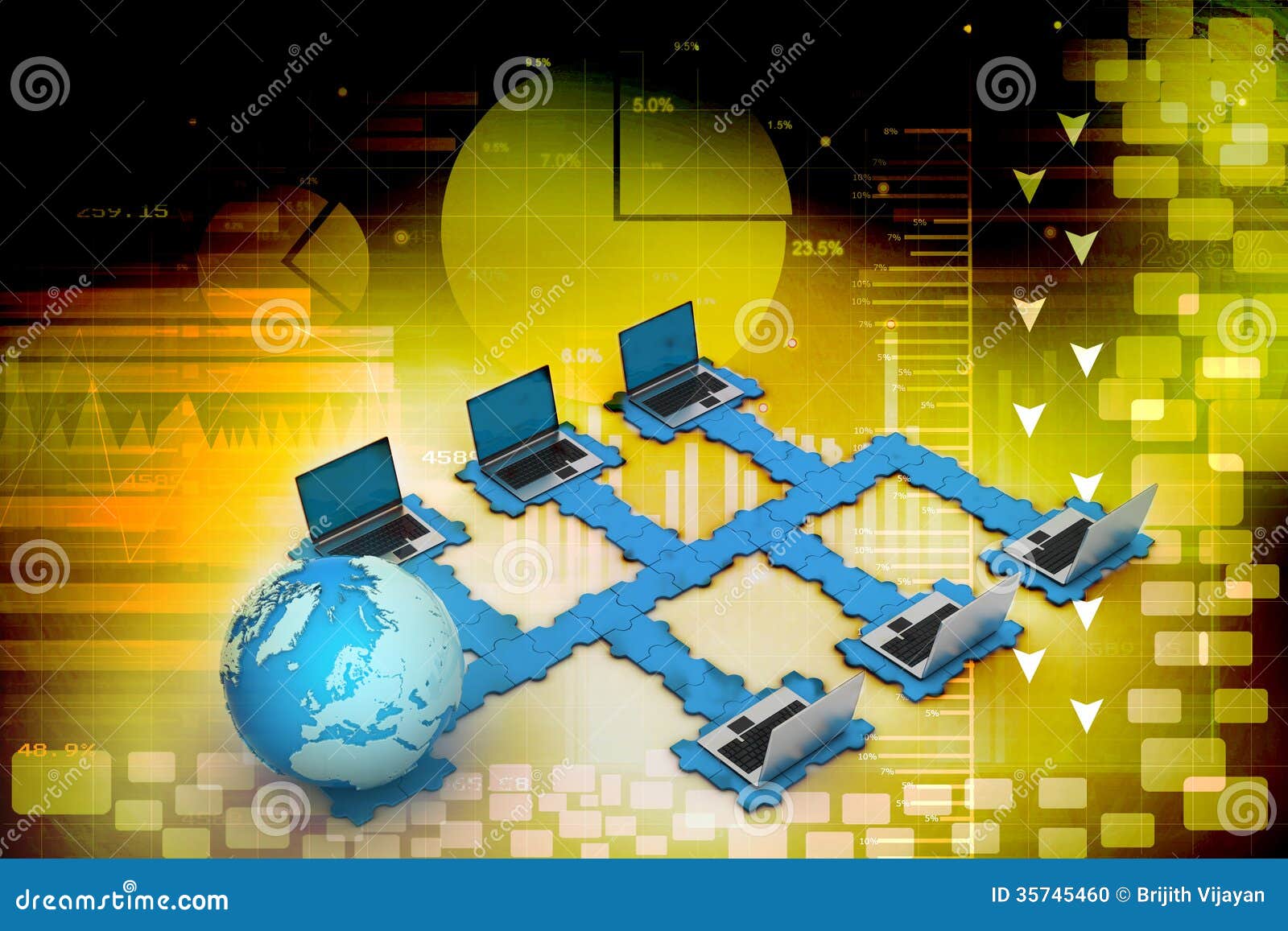 Global computer networking stock illustration. Illustration of bricks ...