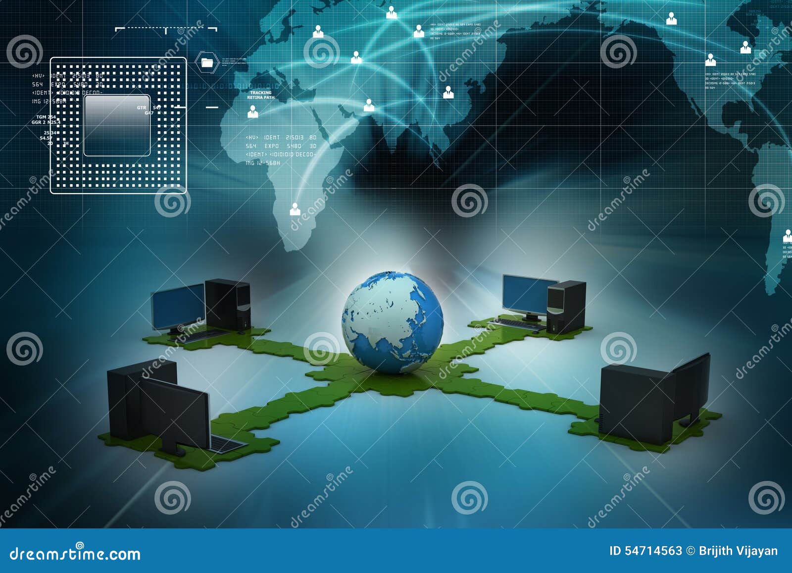 Global computer networking stock illustration. Illustration of ...