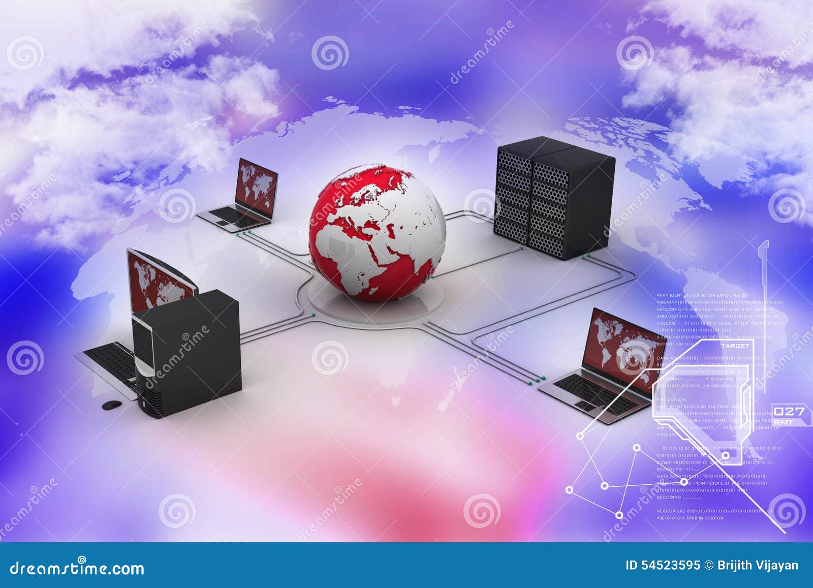 Global computer networking stock illustration. Illustration of digital ...