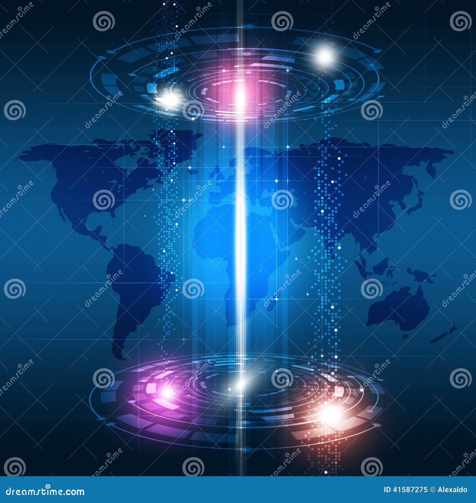 Global Concept Technology Interface Blue Background Stock Illustration ...