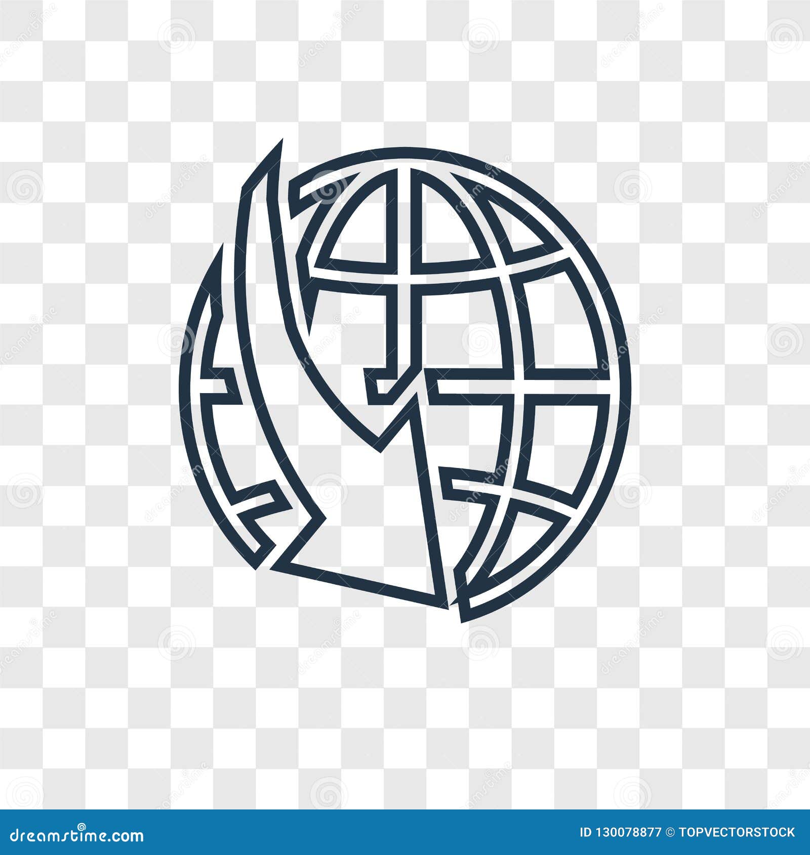 Global Concept Vector Linear Icon Isolated on Transparent Background ...
