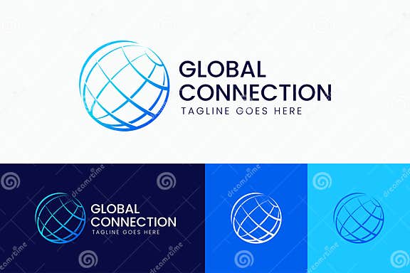 Modern Global Connection Logo Business with Geometric Globe Concept ...