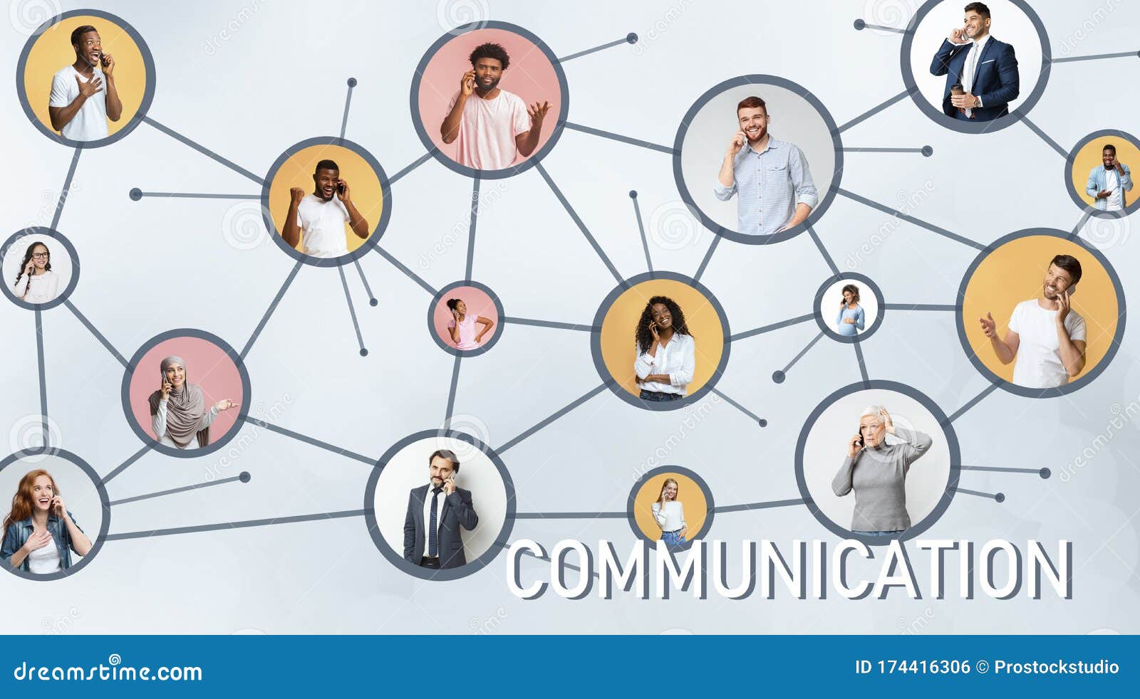 Global Connection. Different People Using Mobile Phones for ...