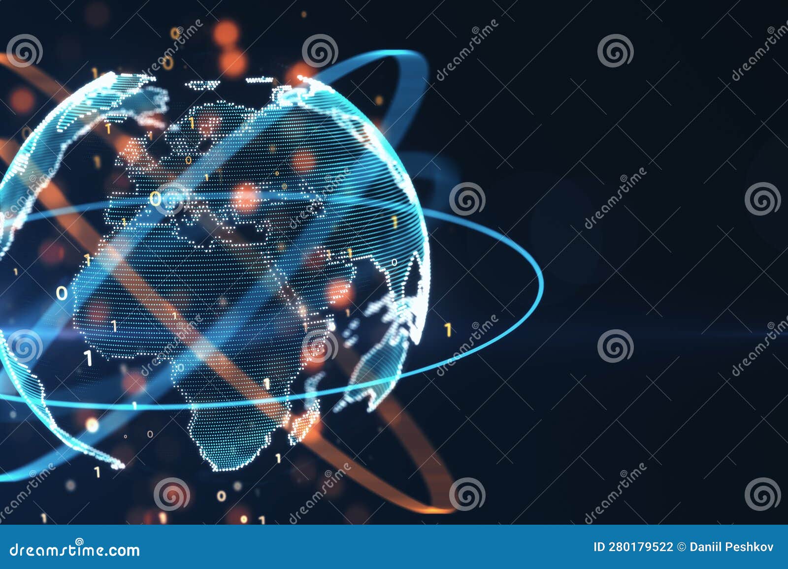 Global Connection Concept with World Communication Rings Around Planet ...