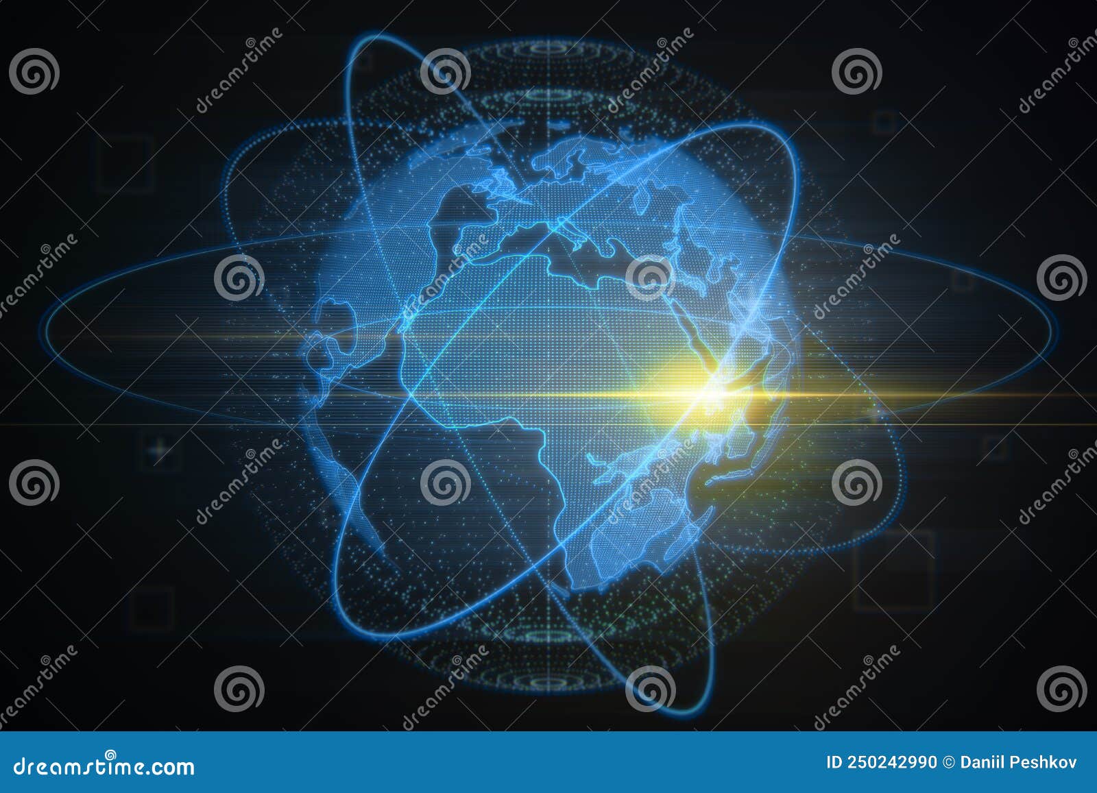 Global Connection and Tele Communication Concept with Digital World Map ...