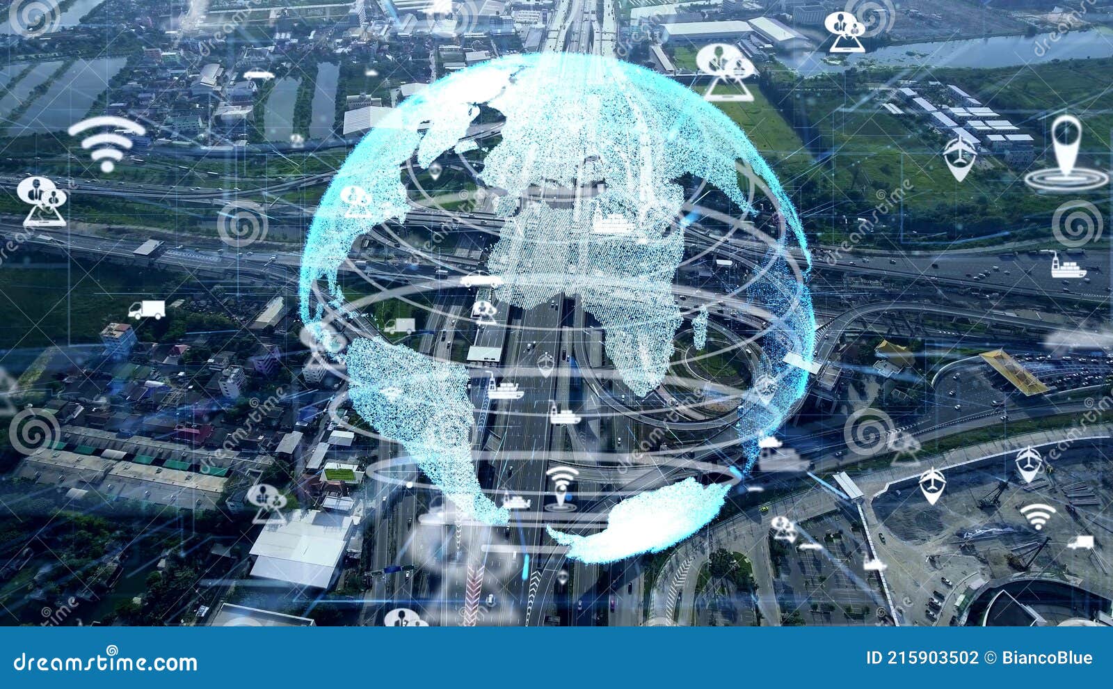 Global Connection and Traffic Modernization in Smart City Stock Photo ...