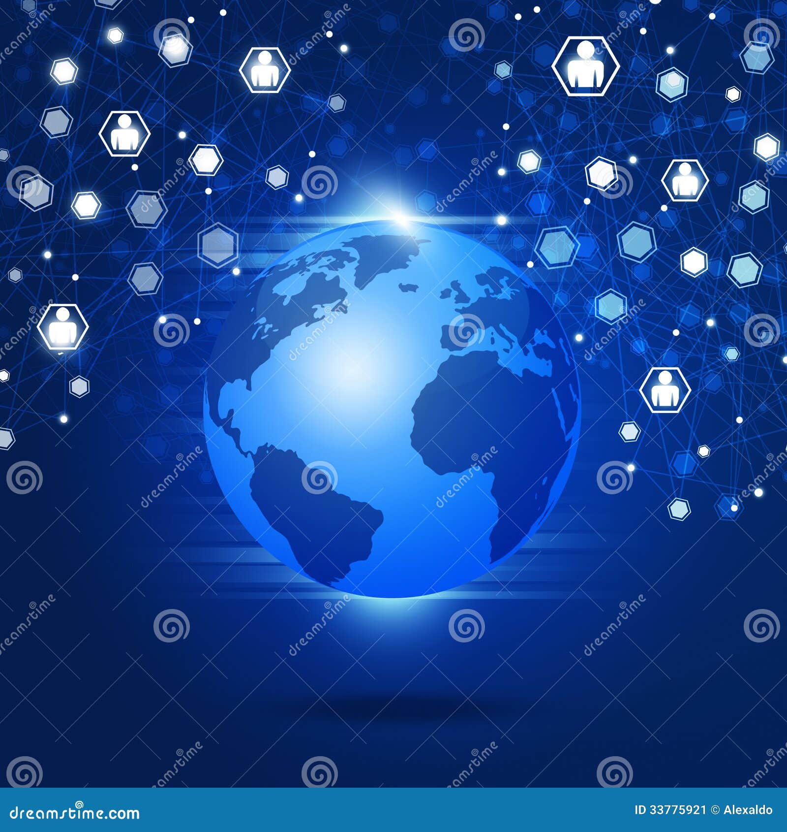 Global Connections Blue Background Stock Illustration - Illustration of ...