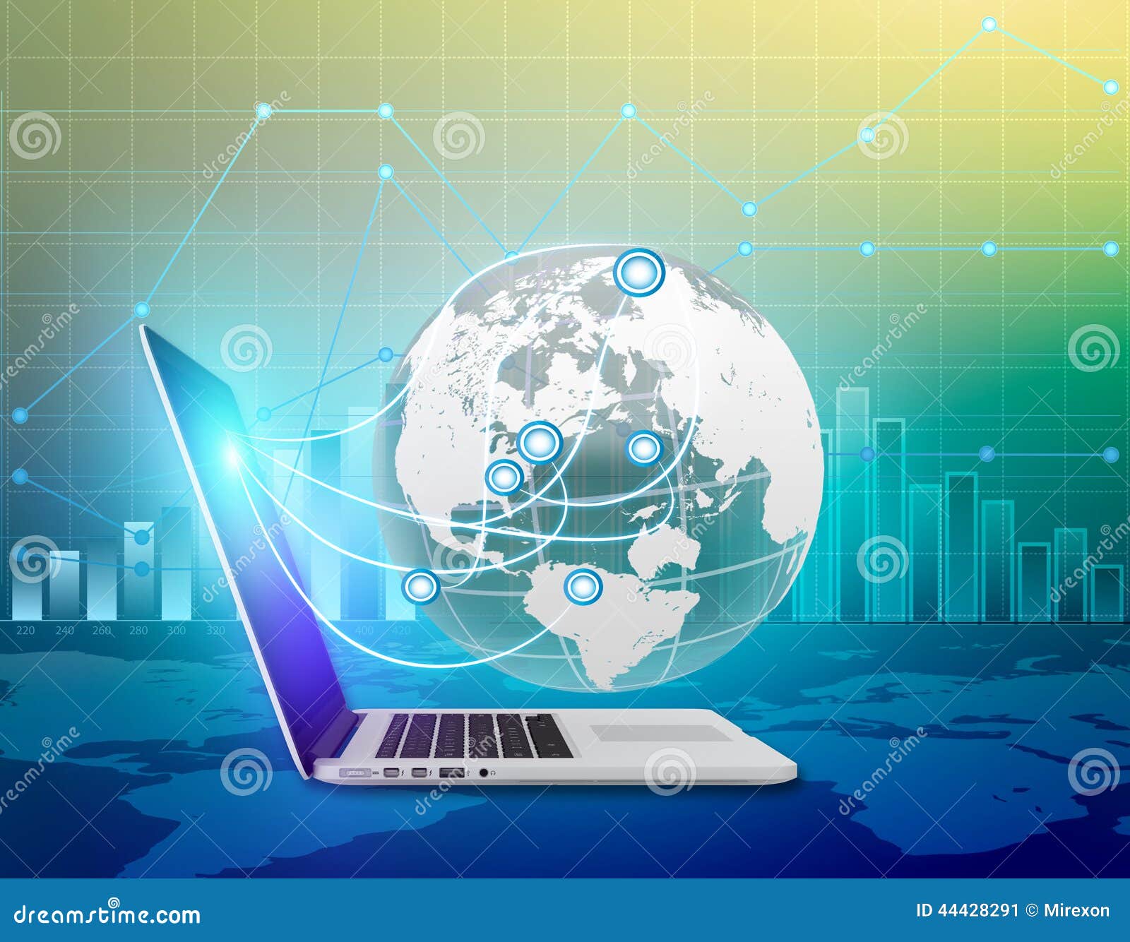 Global Connections through Internet with the World Stock Illustration ...