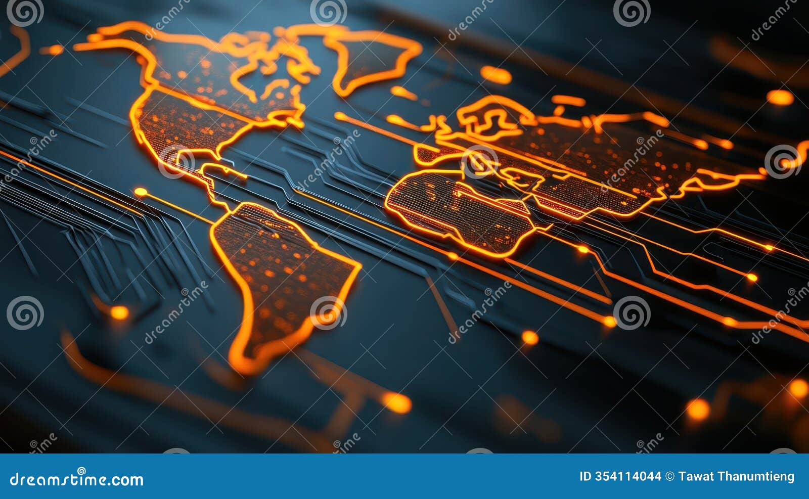 Global Connectivity, Circuit Board World Map Representing Technological ...