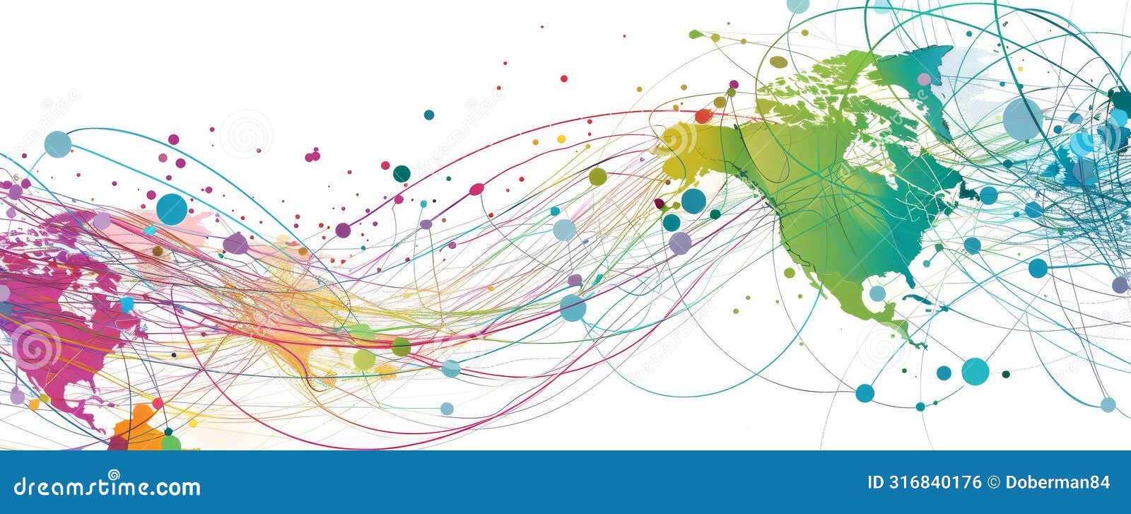 Global Connectivity Concept with Colorful Map and Dynamic Lines ...