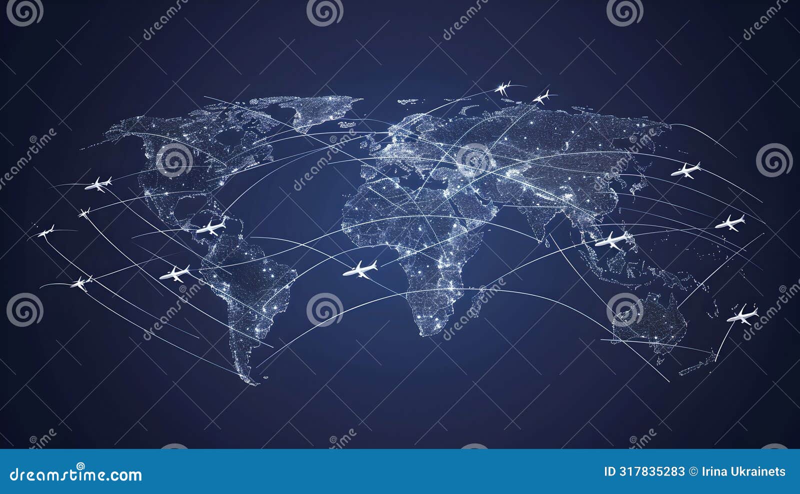 Global Connectivity Concept with Flight Paths Overlaying Digital World ...