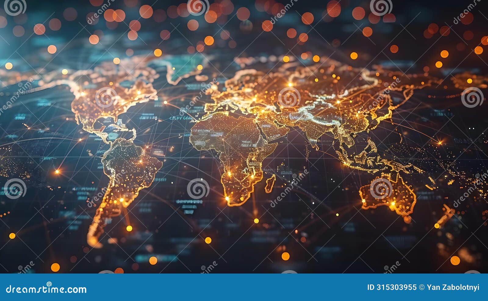 Global Connectivity: Data Linking Continents. Concept Global ...