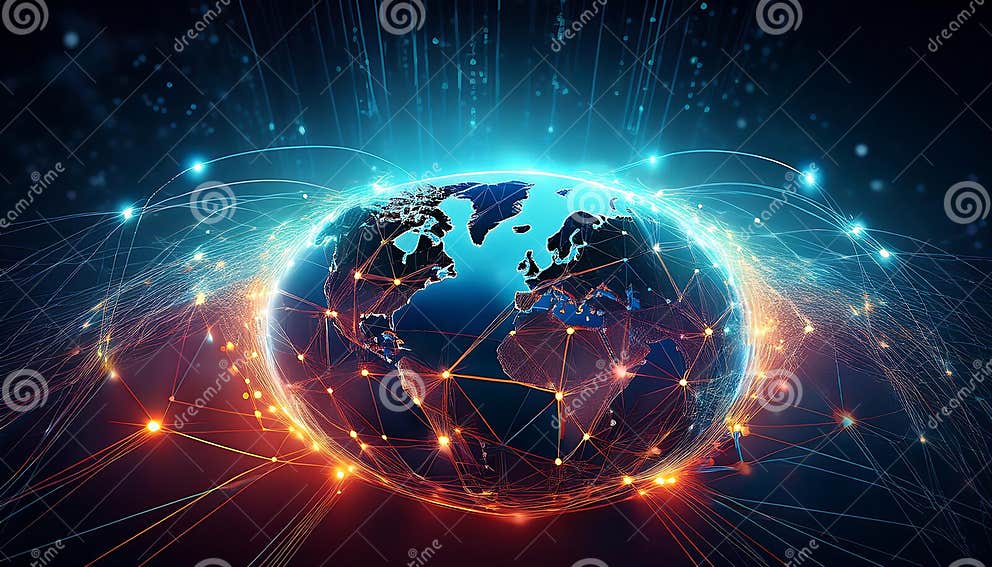 Global Connectivity with Interconnected Lines, Nodes and Glowing World ...