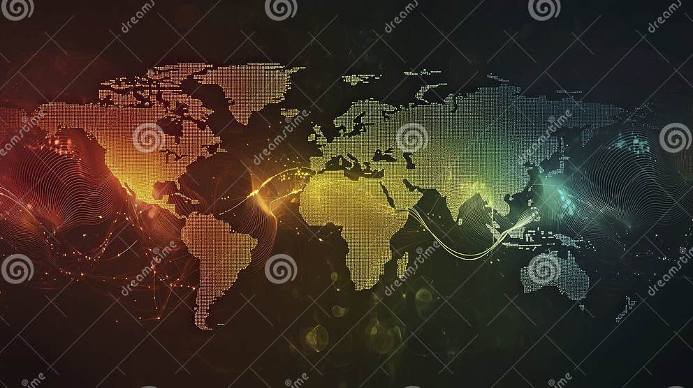 Global Connectivity Map Glowing Against Dark Background Digital ...