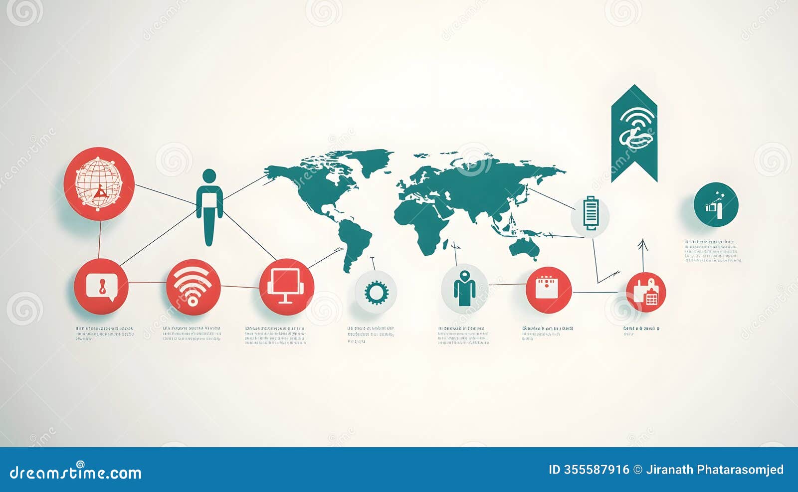 Global Connectivity and Technology Infographic with Iconic Elements ...