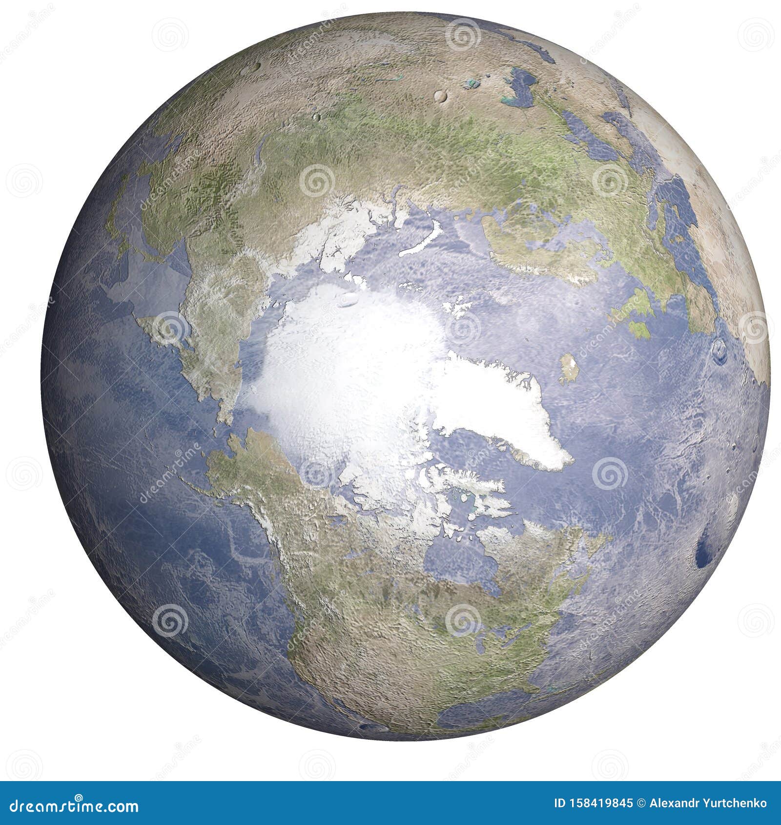 Global Cooling on the Planet Earth of Solar System Isolated on White ...