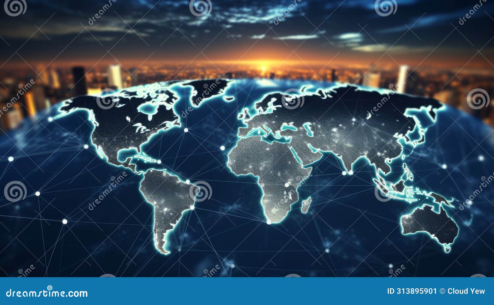 A Global Corporate Network Connecting Offices Across Continents Stock ...