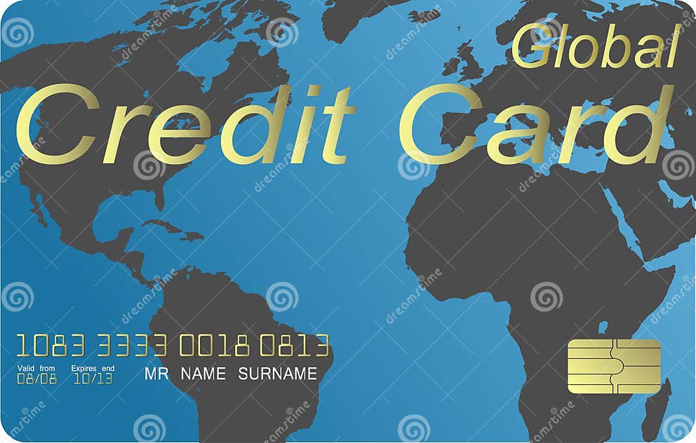 Global credit card vector stock vector. Illustration of blue - 9049651