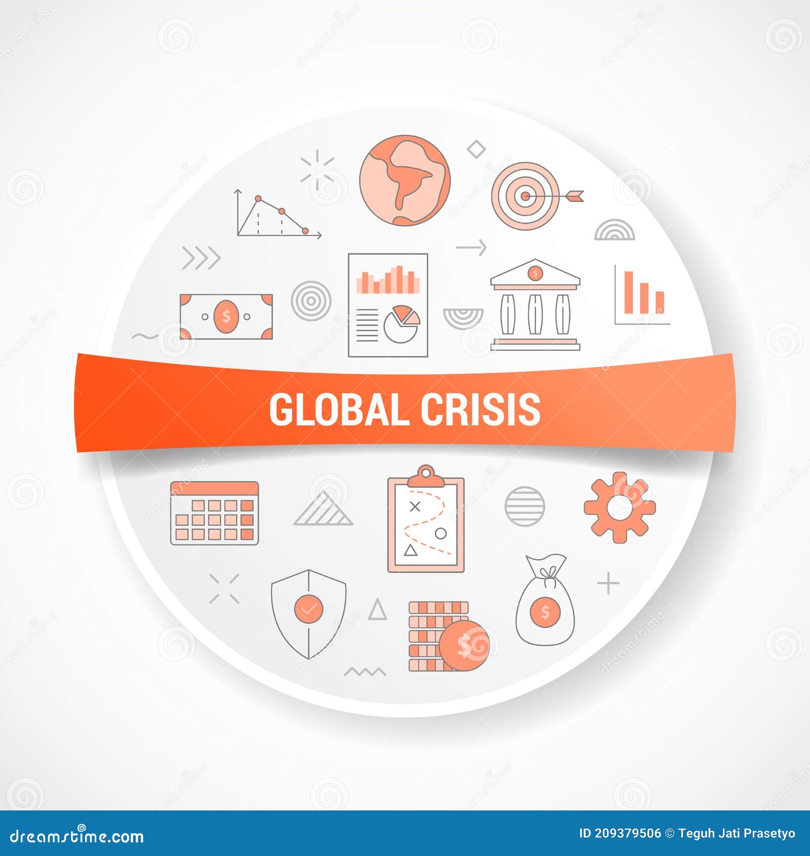 Global Crisis Concept with Icon Concept with Round or Circle Shape ...