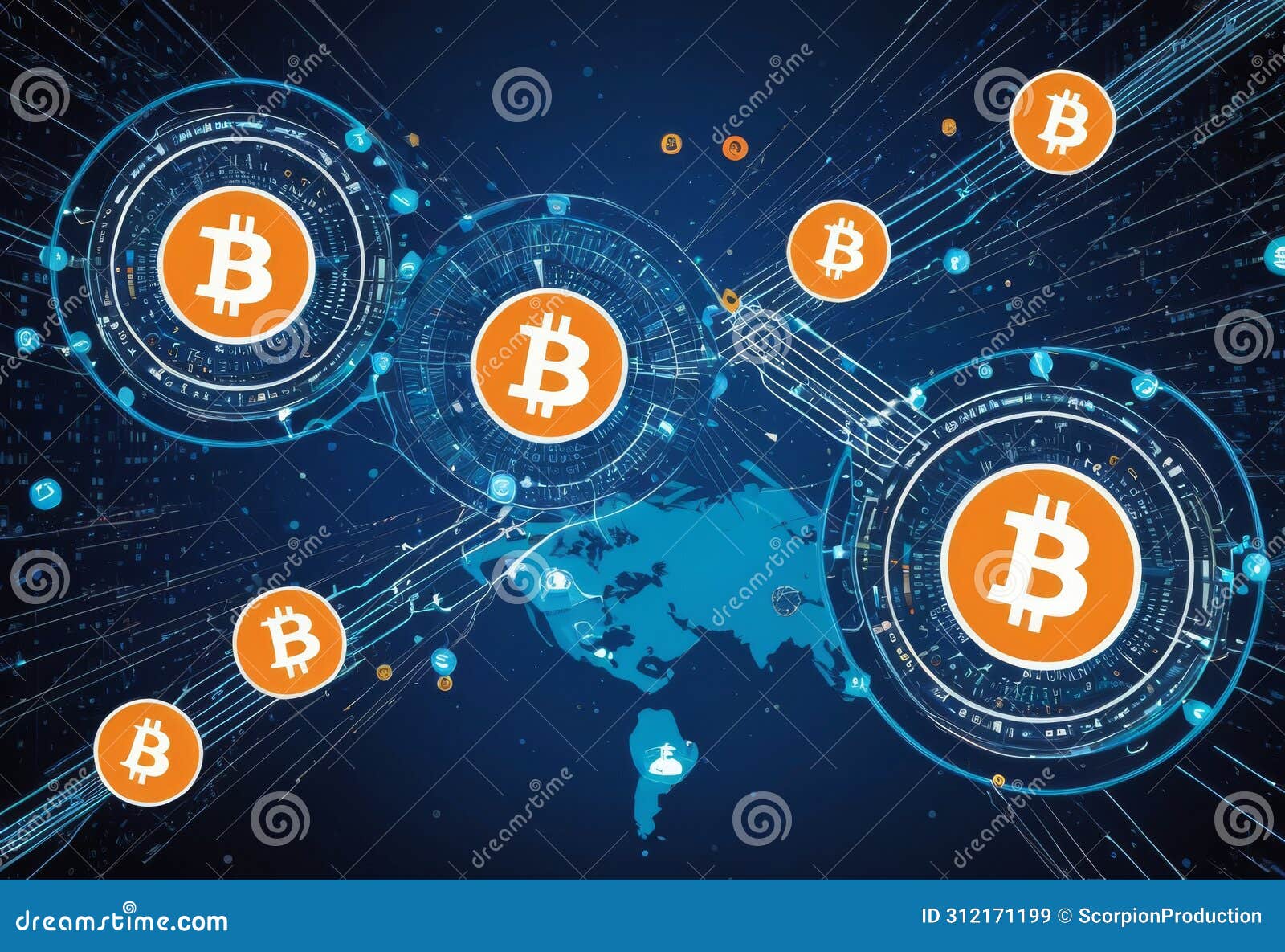 Global Cryptocurrency Network Stock Image - Image of borderless ...
