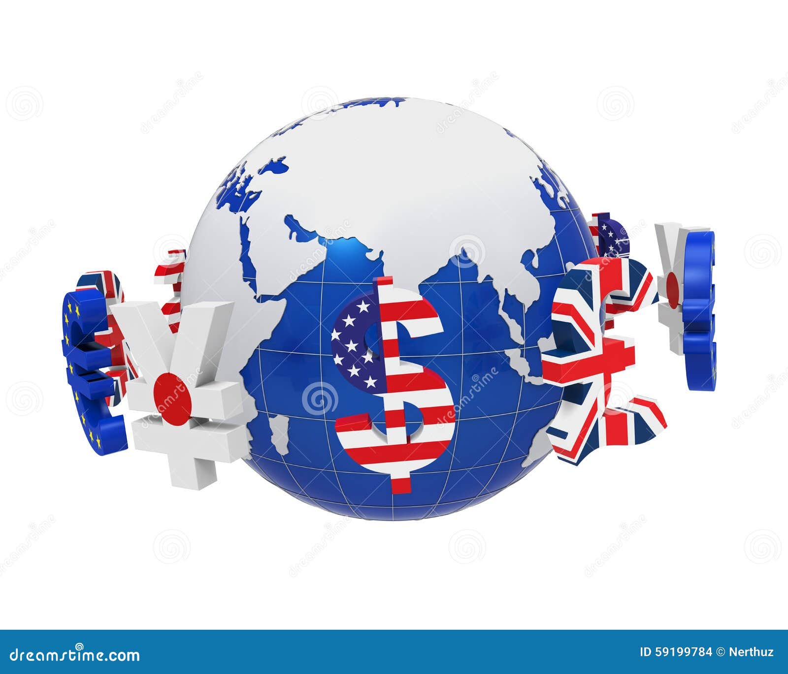 Global Currencies Around a Globe Stock Illustration - Illustration of ...