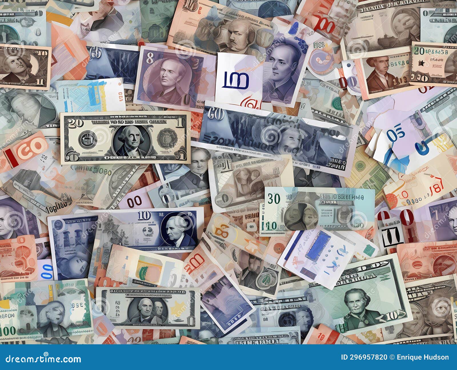 Global Currency Mosaic: AI-Generated Background Banknotes from Some ...