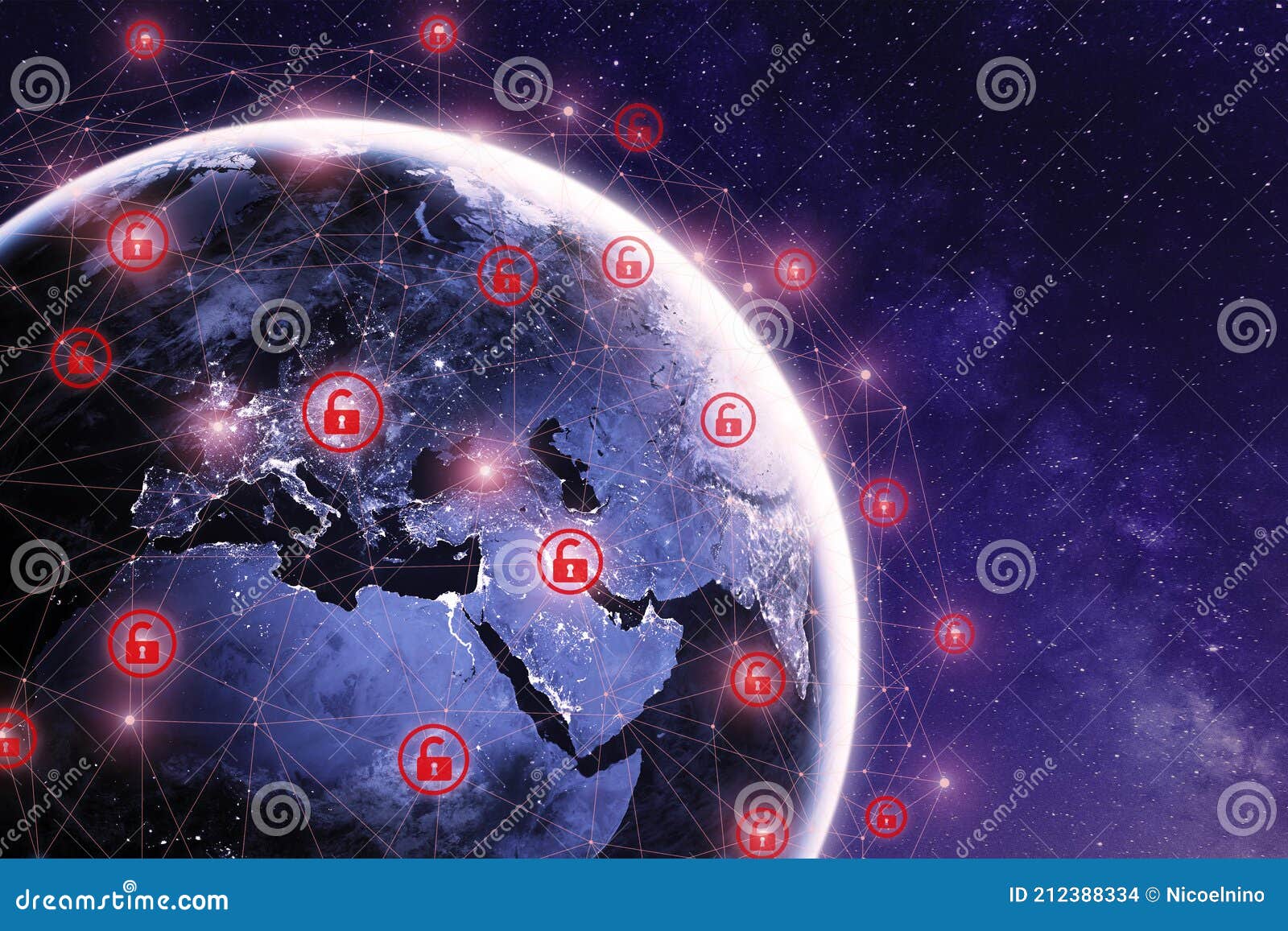 Global Cyber Attack Around the World with Planet Earth Viewed from ...