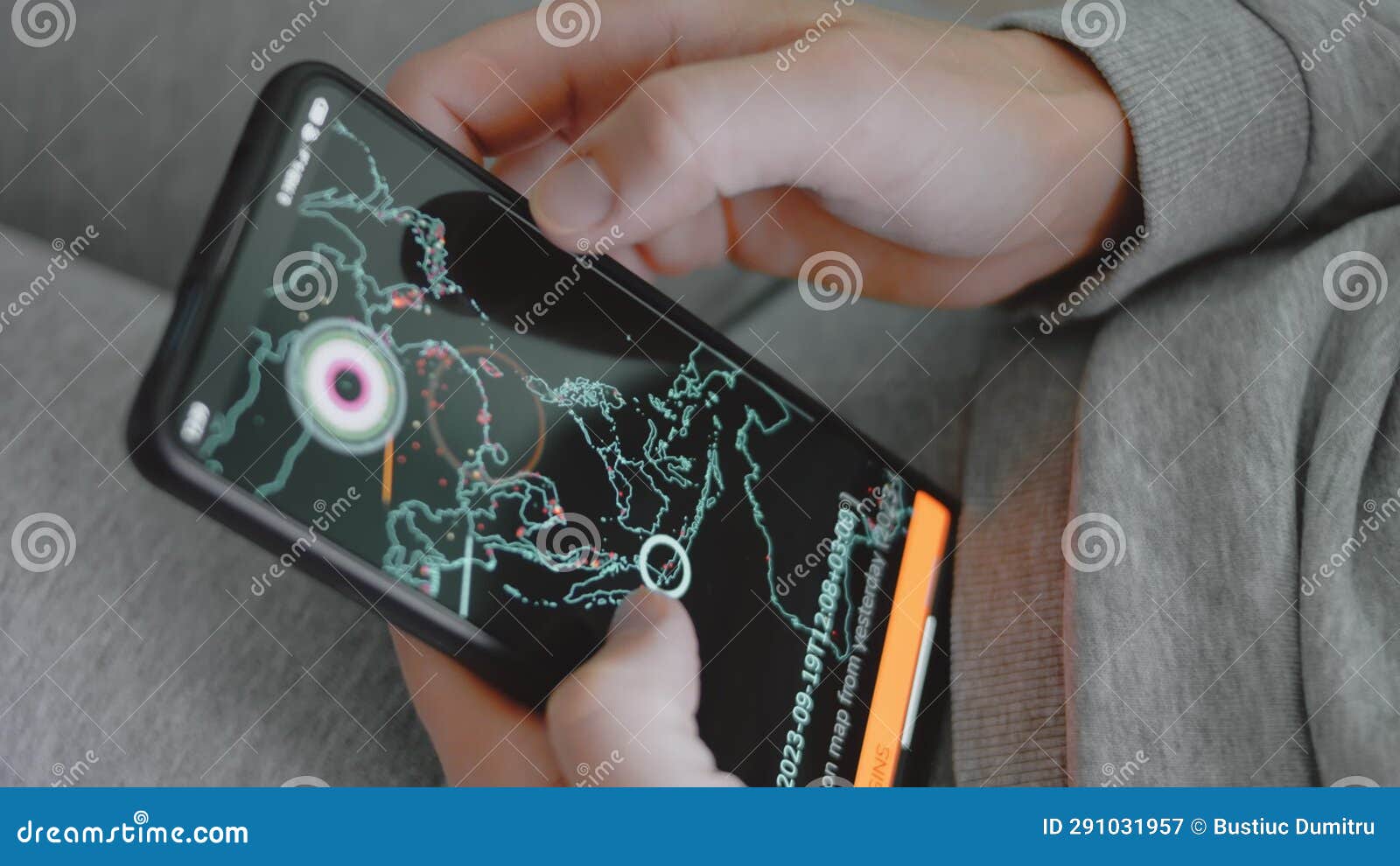 Global Cyber Attack with World Map on Mobile Phone Screen, Asia on Map ...