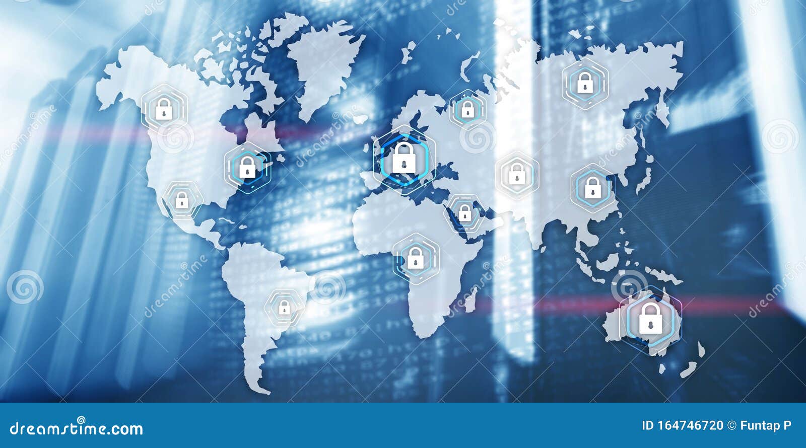 Global Cyber Security Concept Communication Privacy Data Protection ...