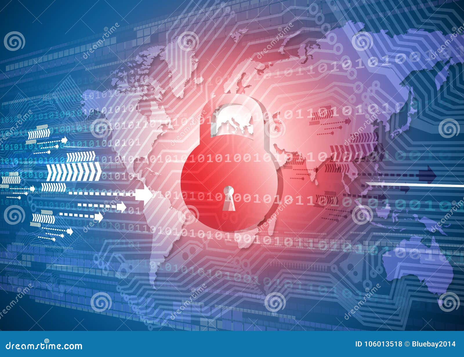 Global Cyber Security Concept Stock Illustration - Illustration of line ...