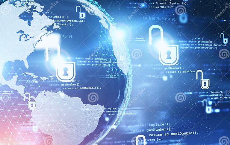 Global Cyber Security Interface Background Stock Illustration ...